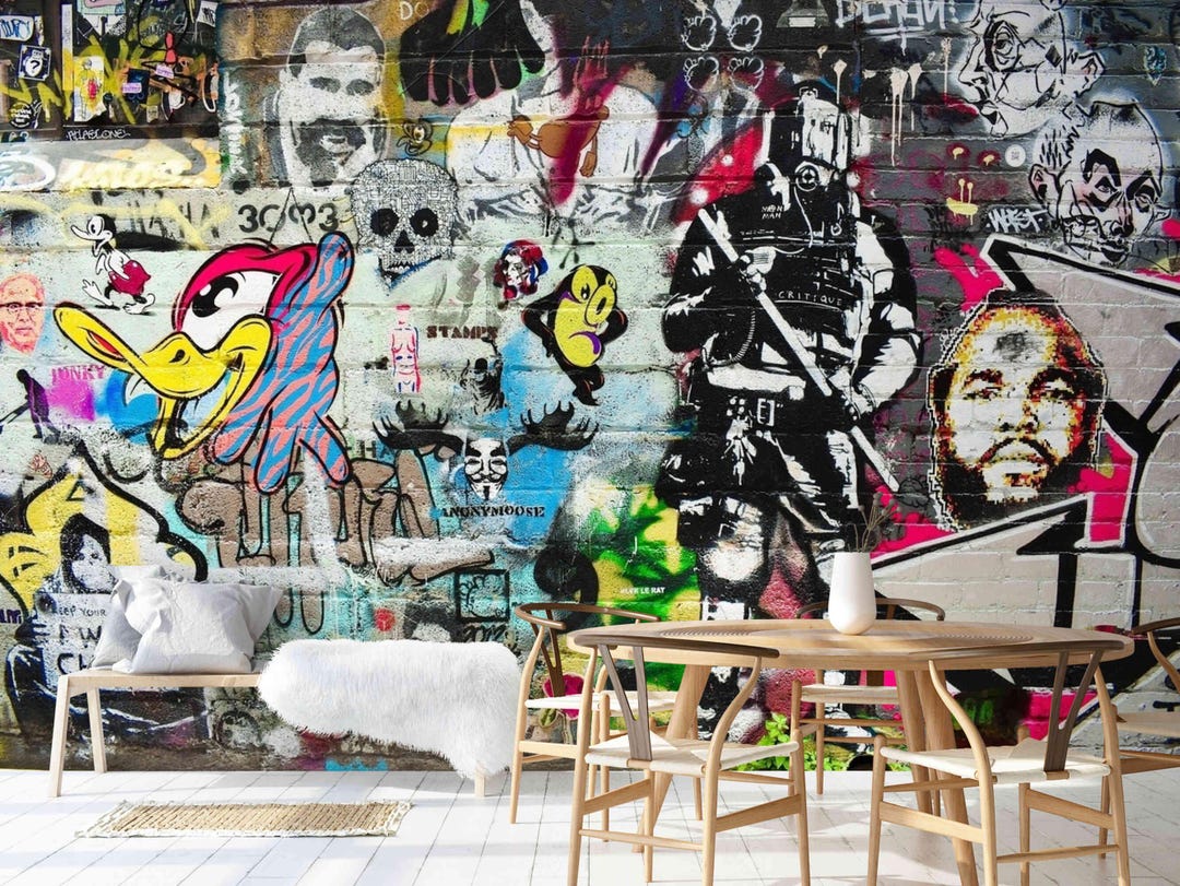Urban Graffiti Wall Mural: Peel and Stick Street Art Wallpaper - Etsy