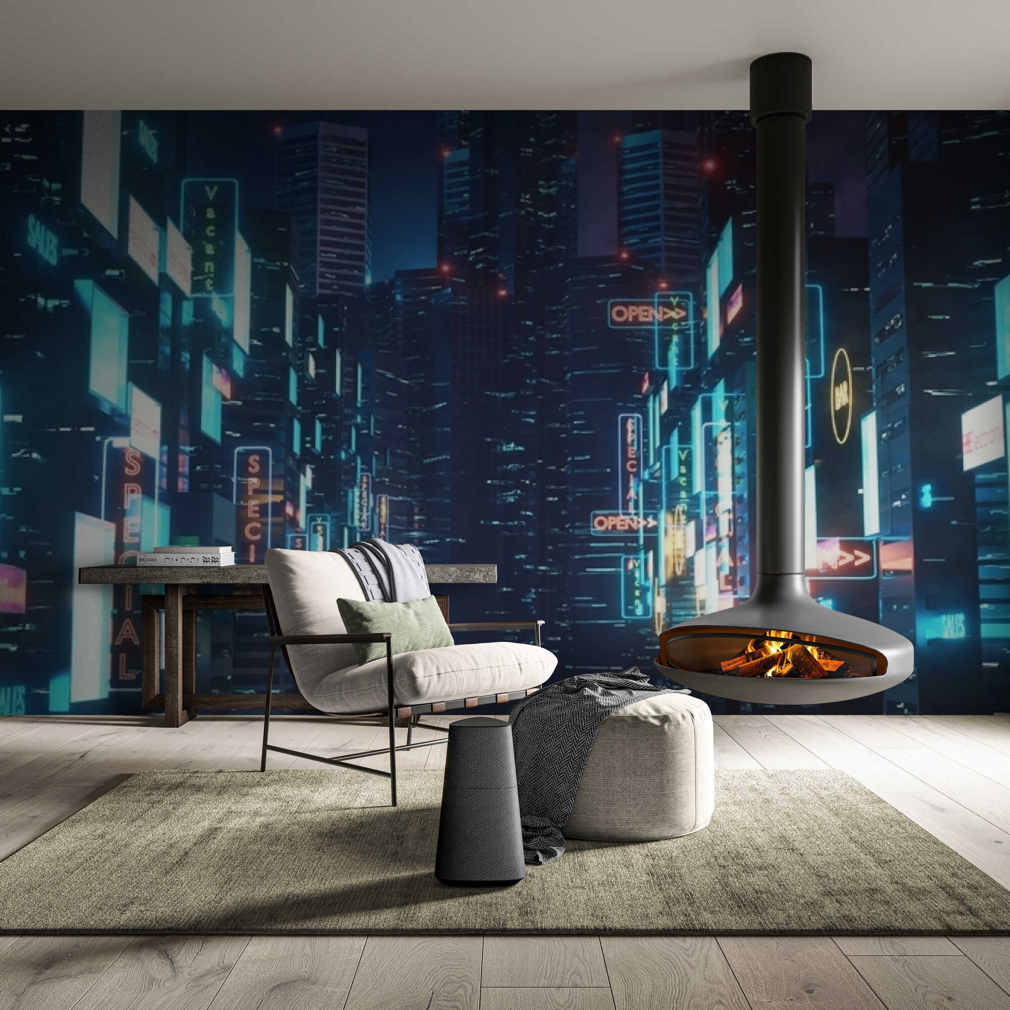 Peel and Stick Cyber City Wallpaper Self- Adhesive Mural Wallpaper ...