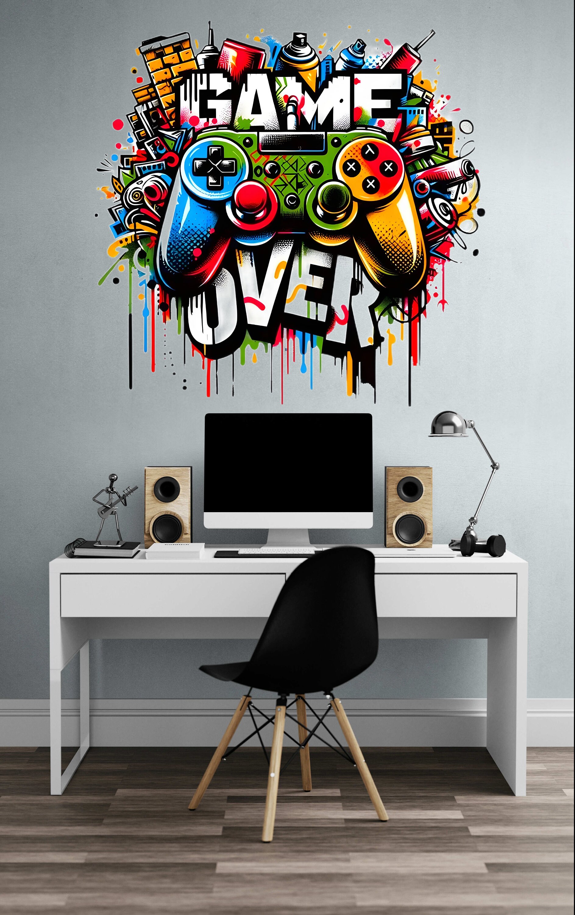 Self Adhesive Wall Stickers for Game Room Decor Cyberpunk 3D Effect ...