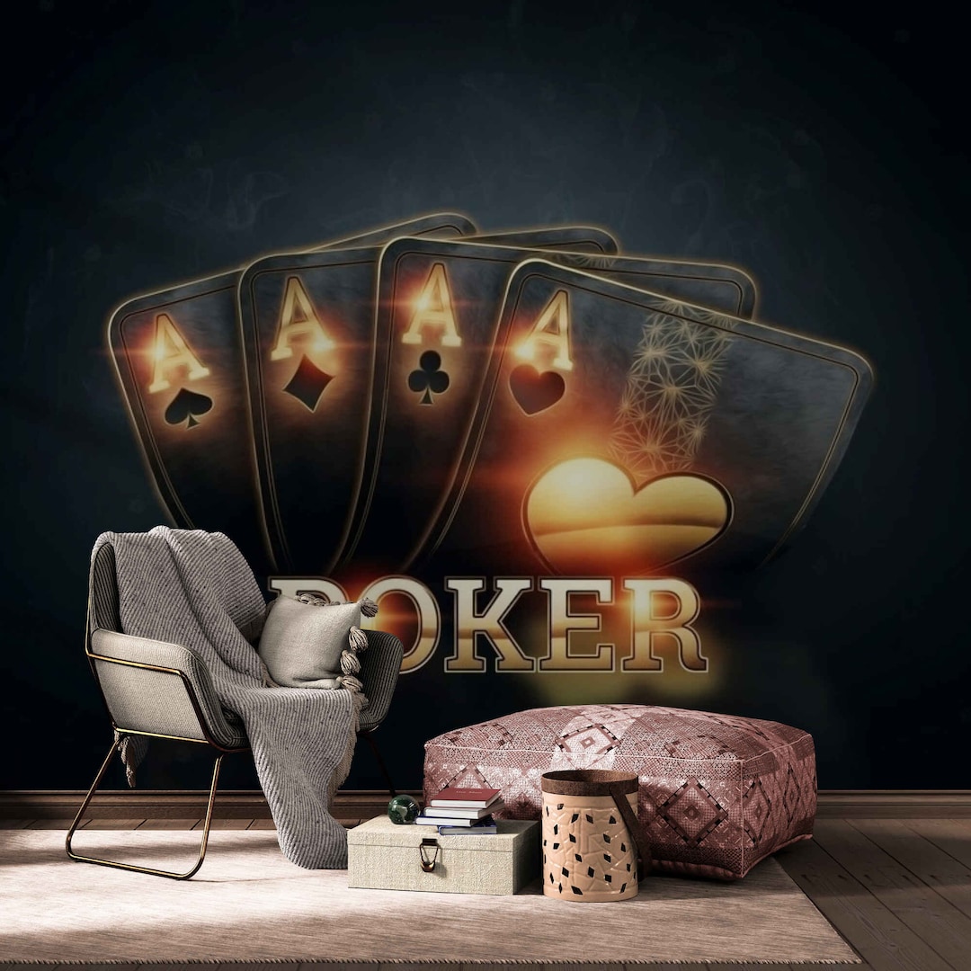 3D Murals Poker Art Wallpaper, Custom Office Art, Cards Wallpaper Mural ...