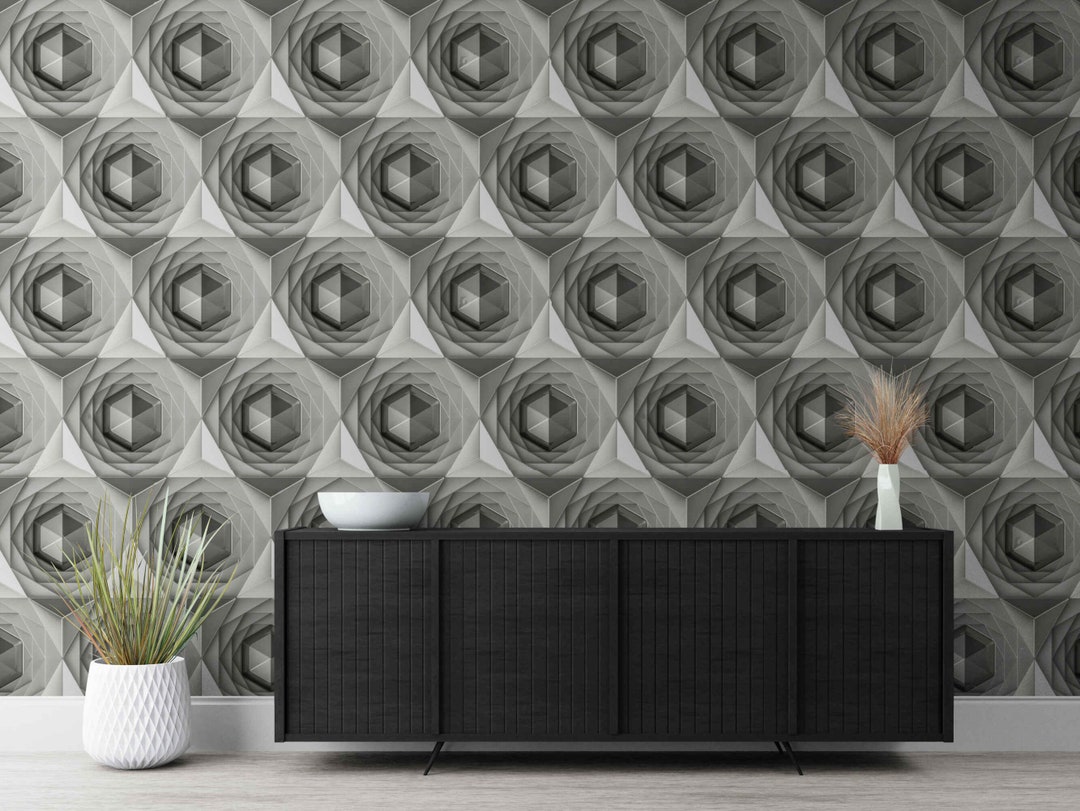 3D Silver Chrome Wallpaper – Metallic Peel and Stick Wall Mural ...