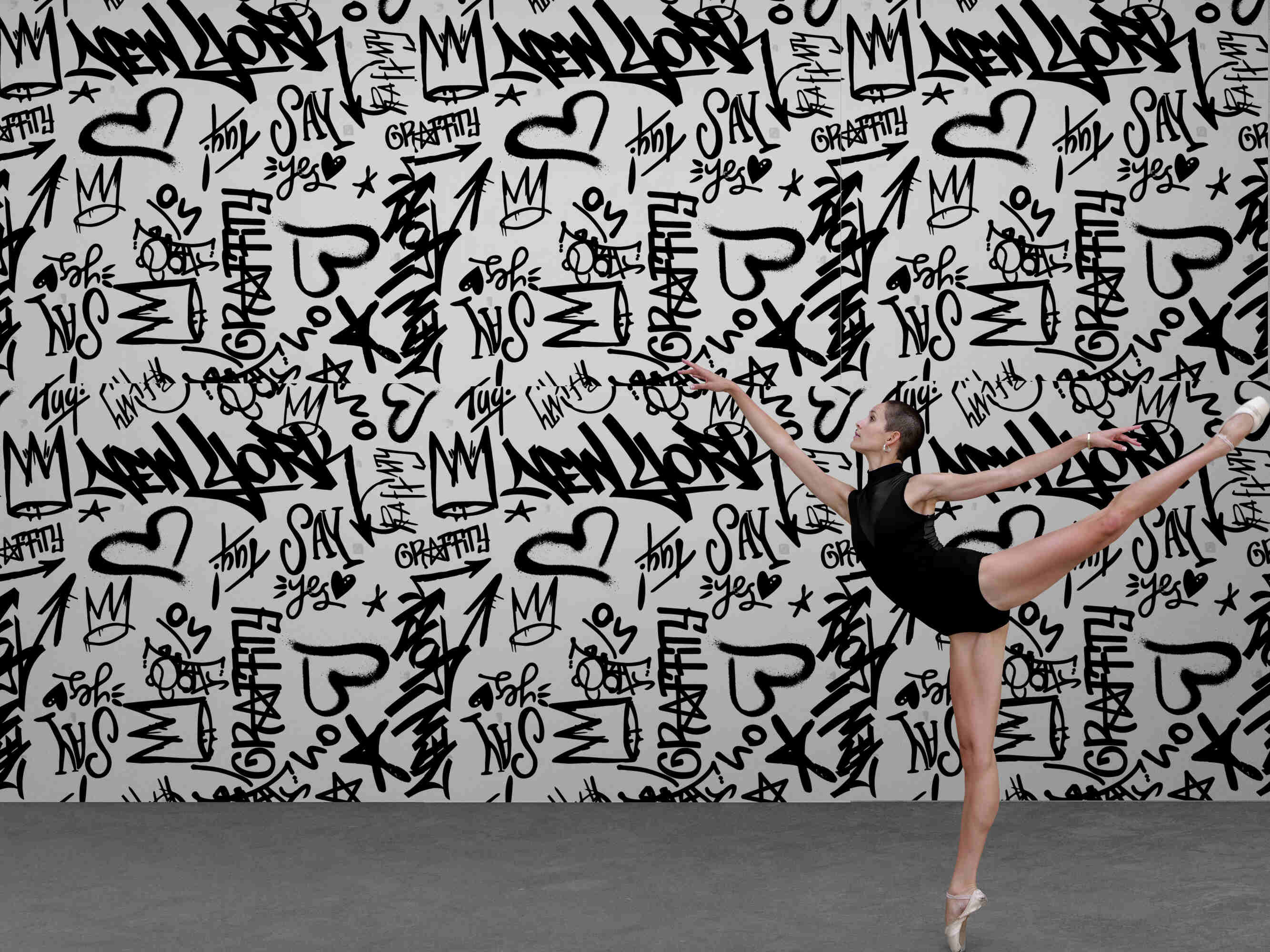 Black and White Graffiti Pattern Peel and Stick Wallpaper - Etsy