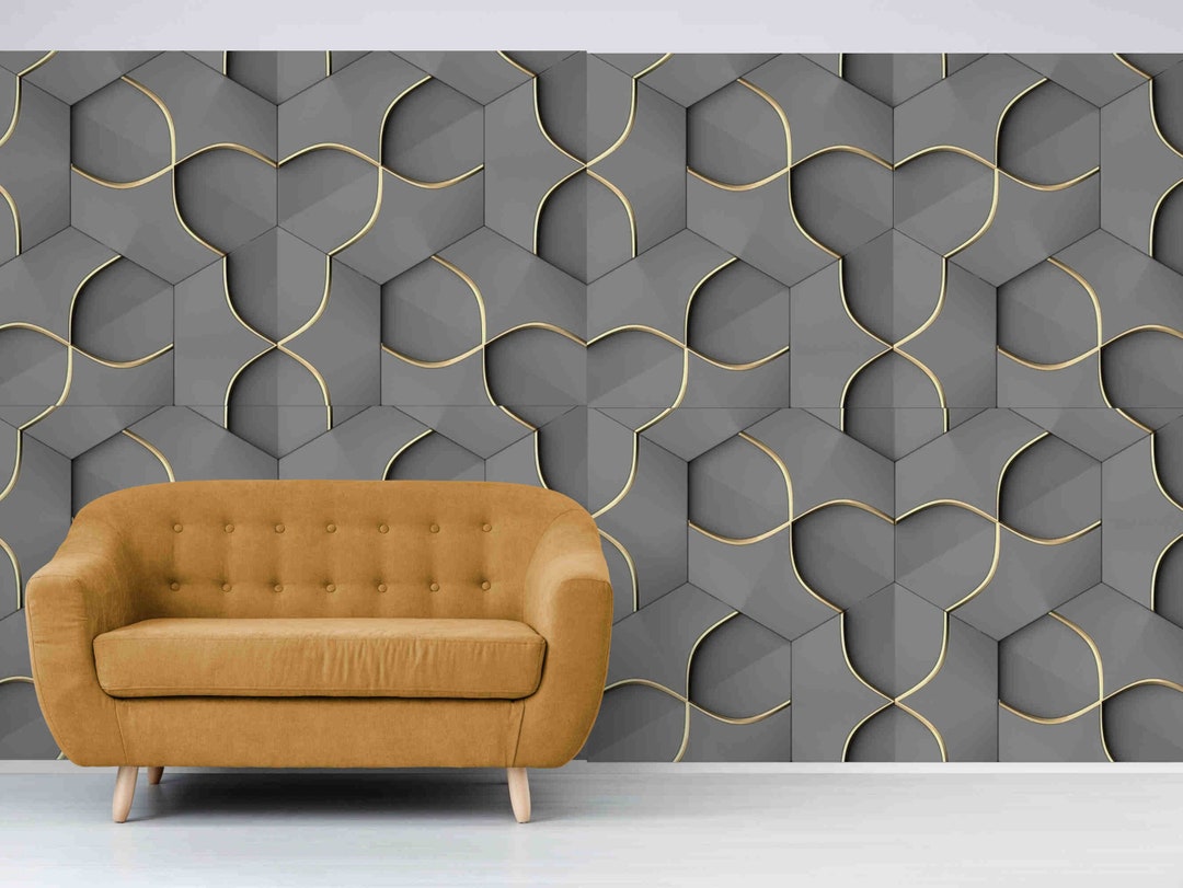 Gray 3D Wallpaper, 3D Wall Panels, Sophisticated Room Deco, Metallic ...