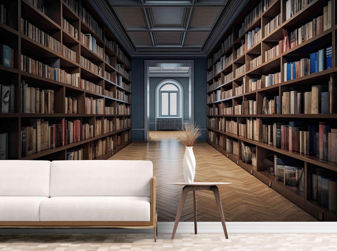 3D Bookshelf Wallpaper Mural: Library Peel and Stick Wall Decor - Etsy UK