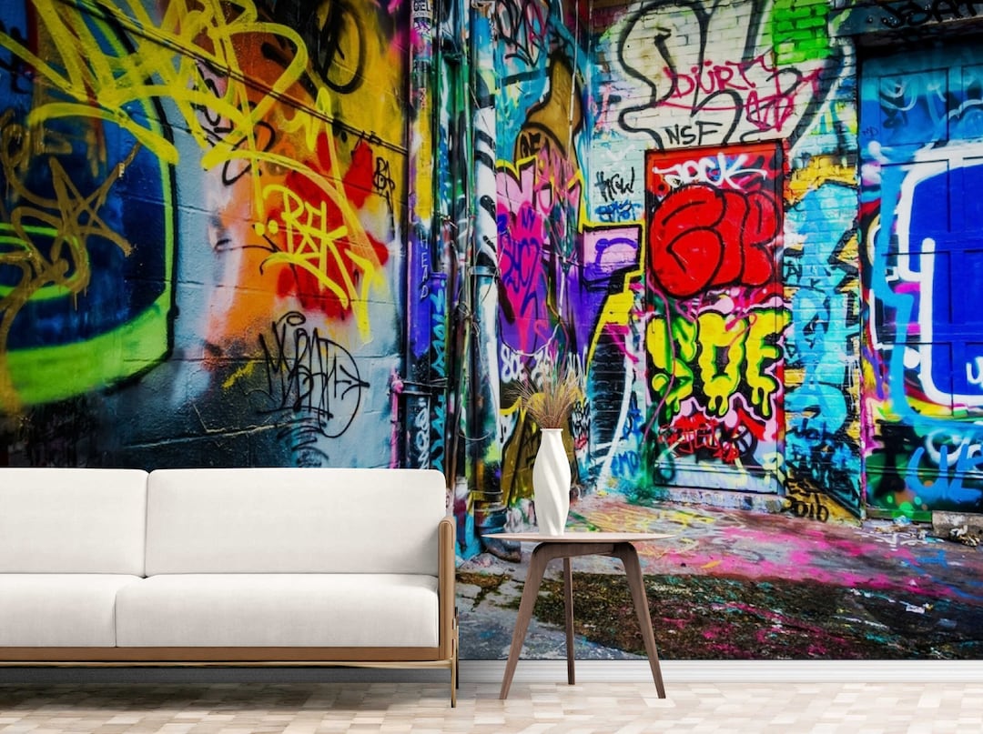 Street Art Graffiti Peel and Stick Wallpaper, Graffiti Wall Mural Decor ...