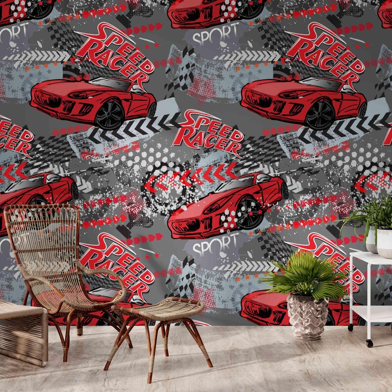 Speed Racer Wallpaper for Walls - Sporty Car Racing Theme Wall Decor ...