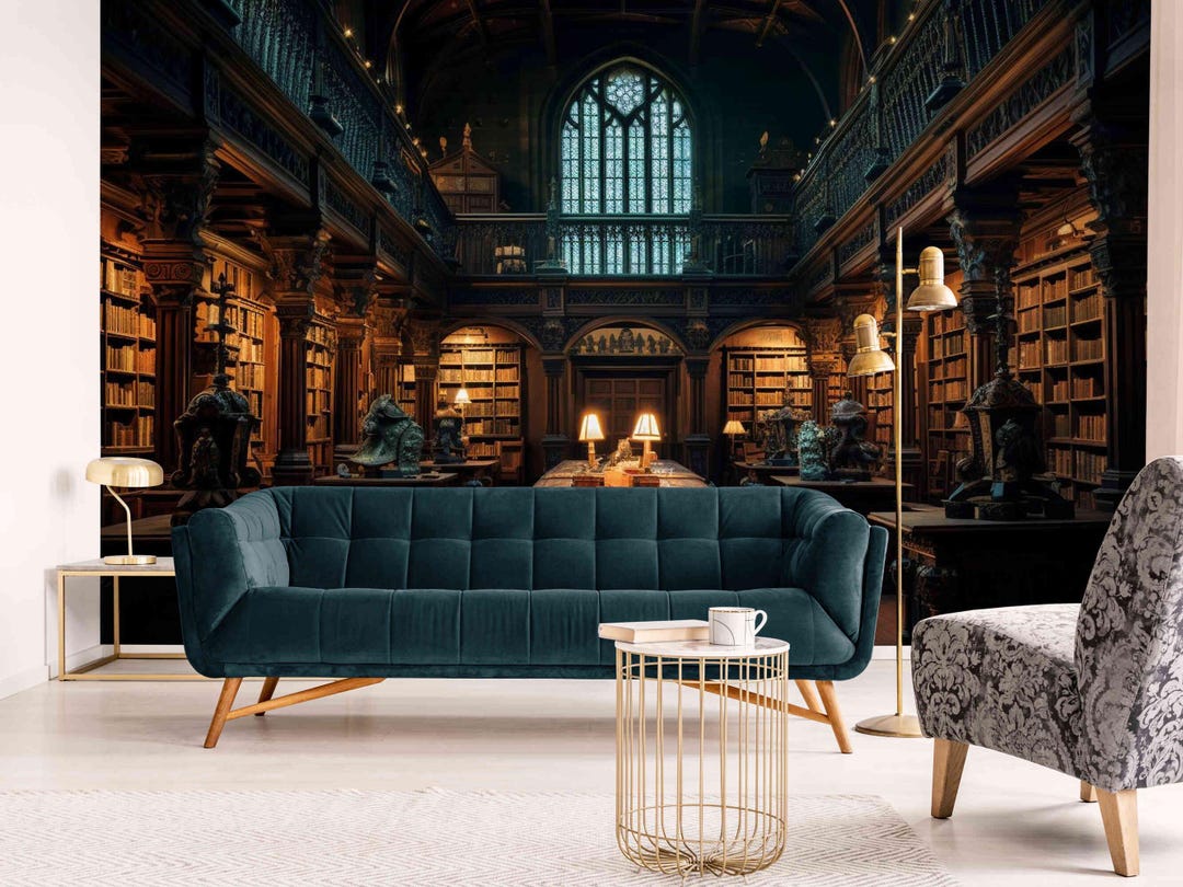 Dark Academia Library Wallpaper Mural: Gothic Book Room Decor - Etsy