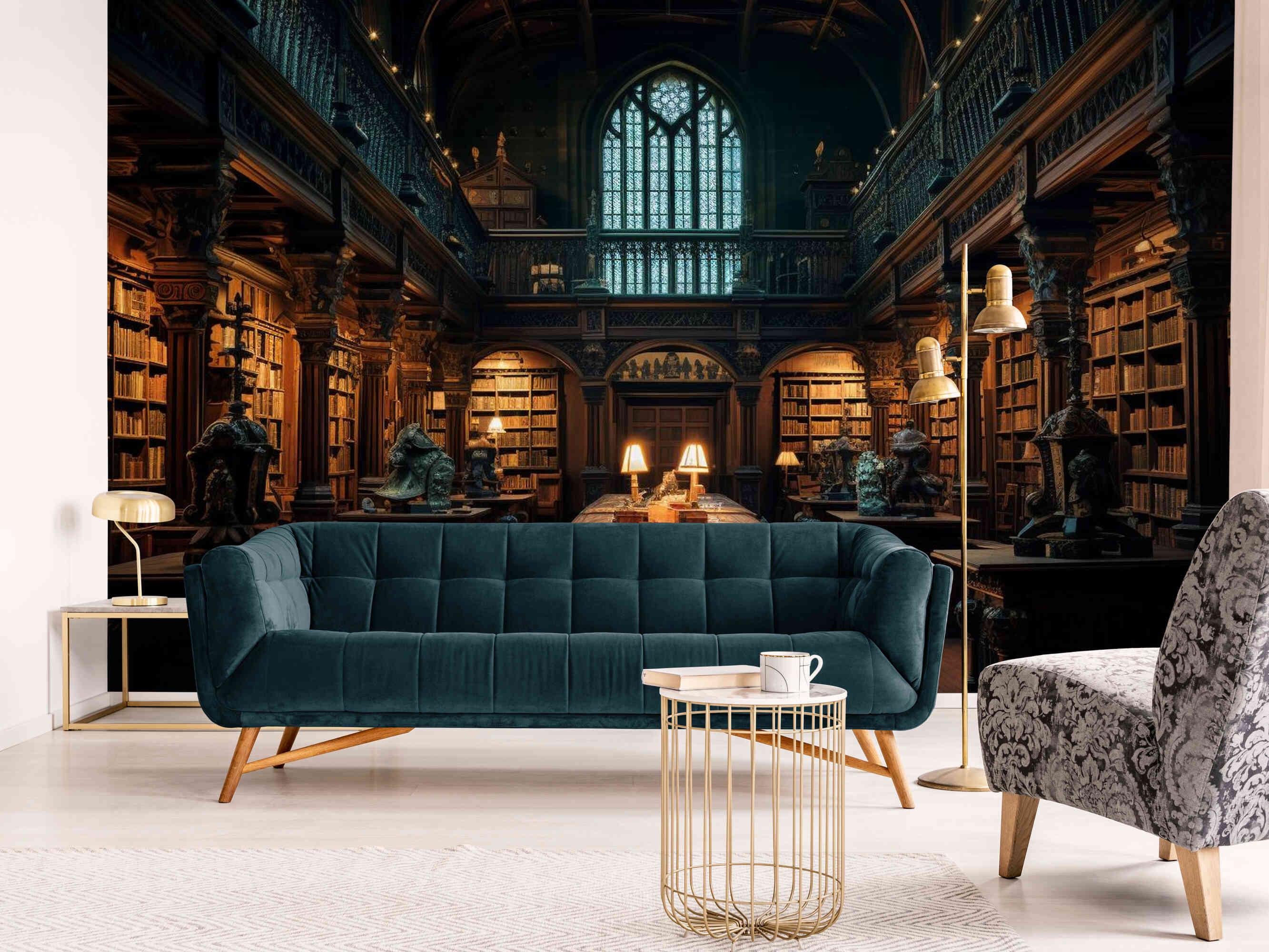 Vintage Library Wallpaper Mural Gothic Book Room Decor for Study, Peel ...