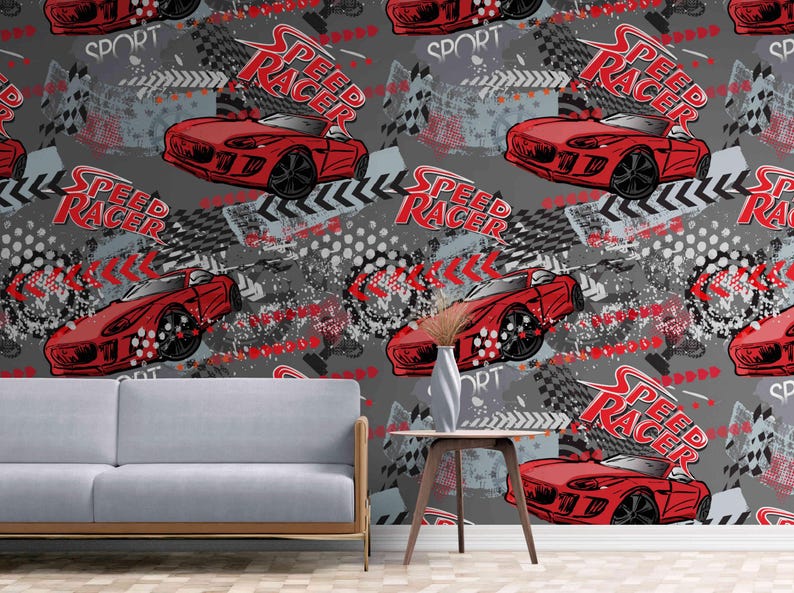 Speed Racer Wallpaper for Walls - Sporty Car Racing Theme Wall Decor ...