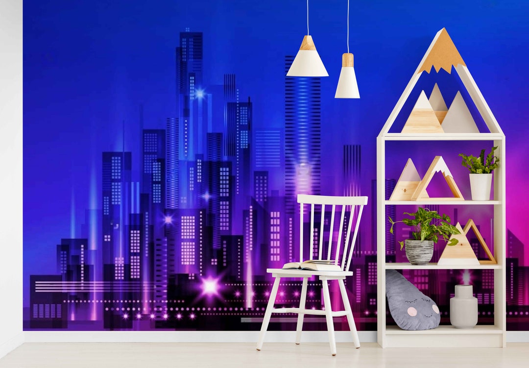 Cyberpunk Night City Wallpaper Aesthetic Mural Wall Decor Futuristic ...