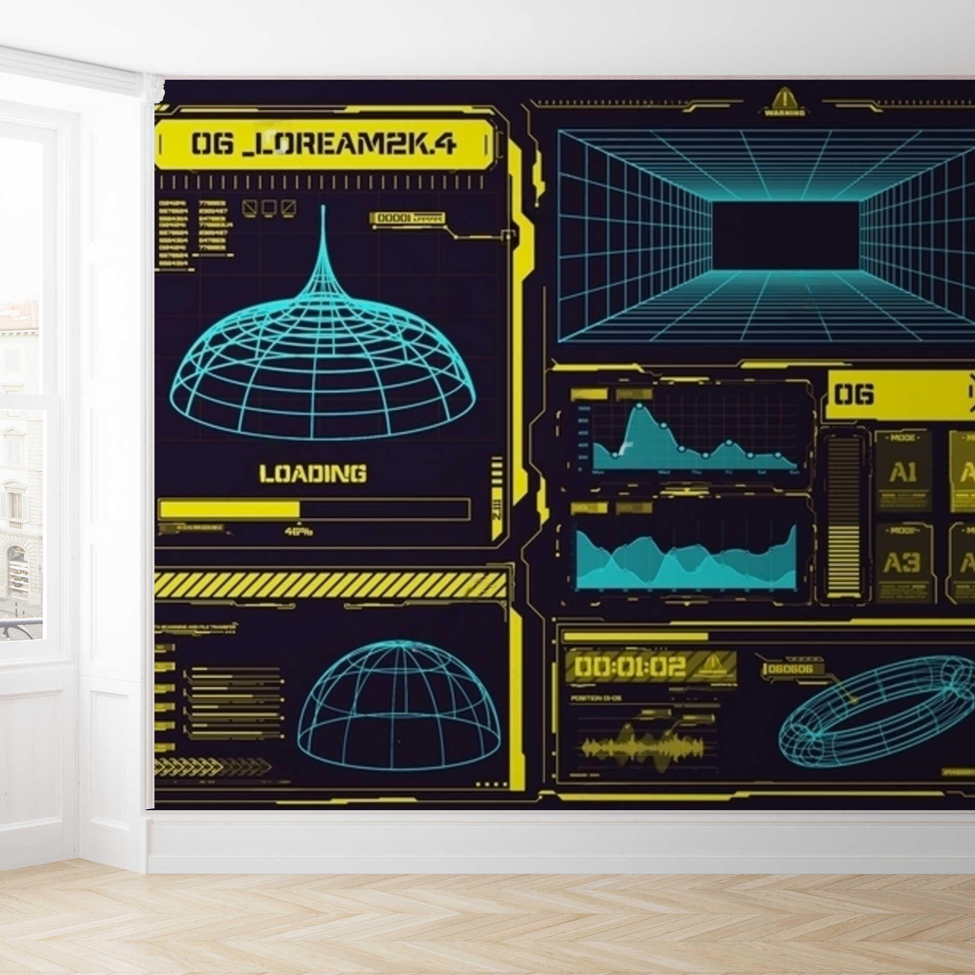 Cyberpunk Wallpaper Mural, Retro Futurictic, Cyber Wall Mural, Peel and ...