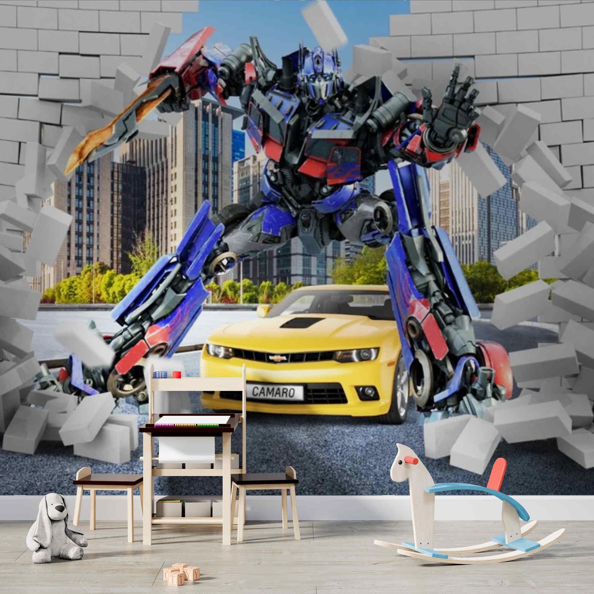 Transformers Cartoon Wallpaper: Boys Bedroom Wall Mural, Peel & Stick ...