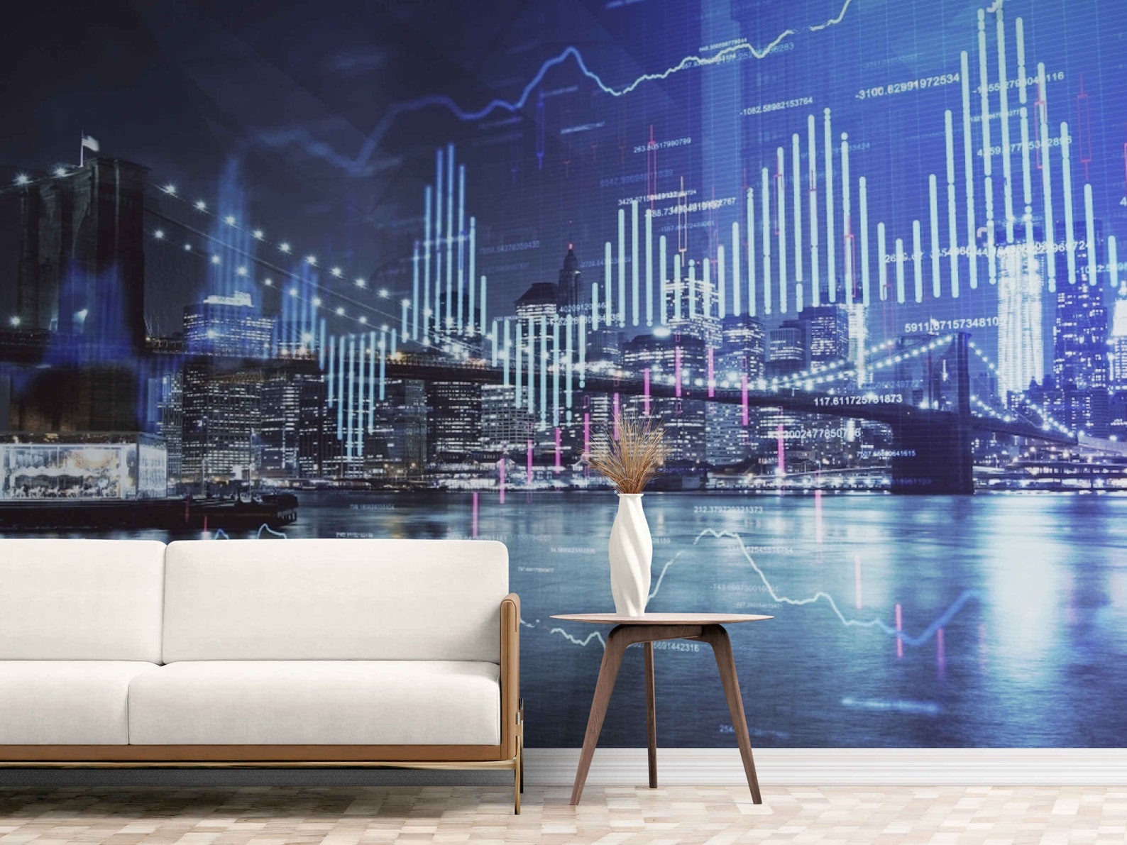Financial 3D Wallpaper City Wallpaper 3D Trading Scene Wallpaper ...