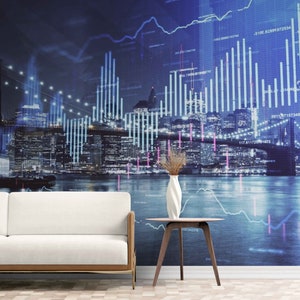 Financial 3D Wallpaper City Wallpaper 3D Trading Scene Wallpaper ...