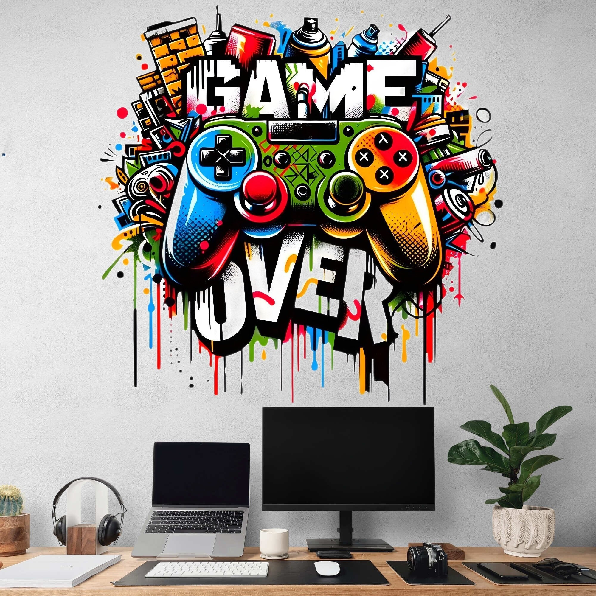 Self Adhesive Wall Stickers for Game Room Decor - Cyberpunk 3D Effect ...