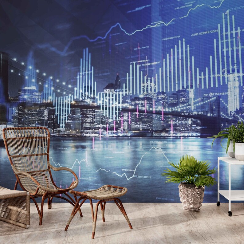 Financial 3D Wallpaper City Wallpaper 3D Trading Scene Wallpaper ...
