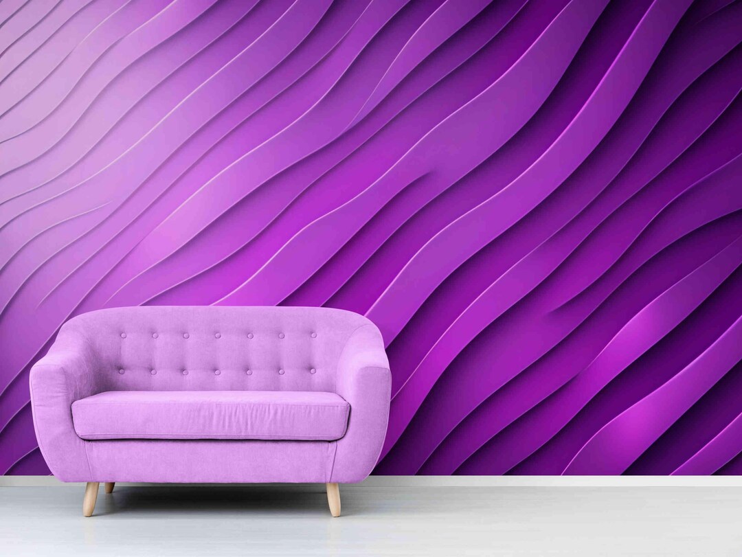 3D Purple Wave Wallpaper Mural: Modern Textured Wall Art (peel and ...