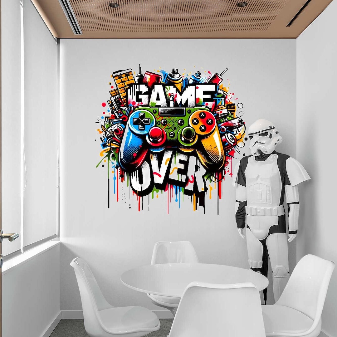 3D Gaming Controller Wall Decal – Modern Gamer Room Decor, Peel and ...