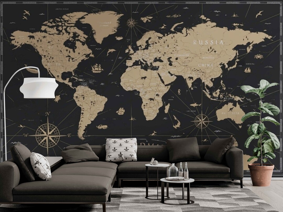 World Map Wallpaper Vintage Wallpapers, Antique World Map Wall Art ...
