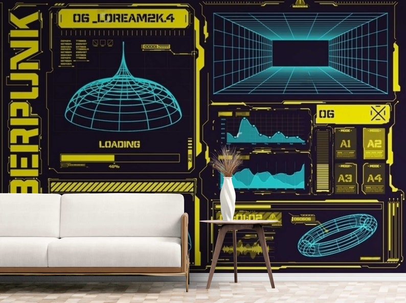 Cyberpunk Wallpaper Mural, Retro Futurictic, Cyber Wall Mural, Peel and ...