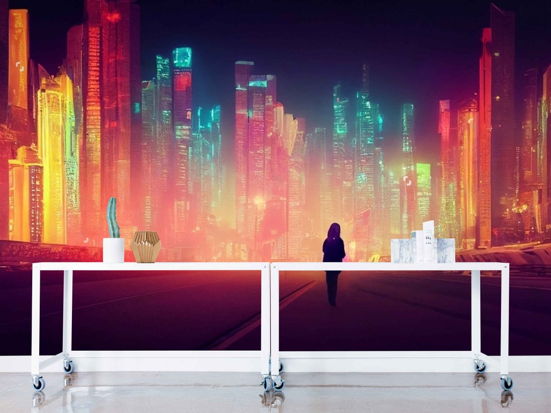 Wallpapers Cyberpunk City Art Wall Mural 3D Night City Wallpaper ...
