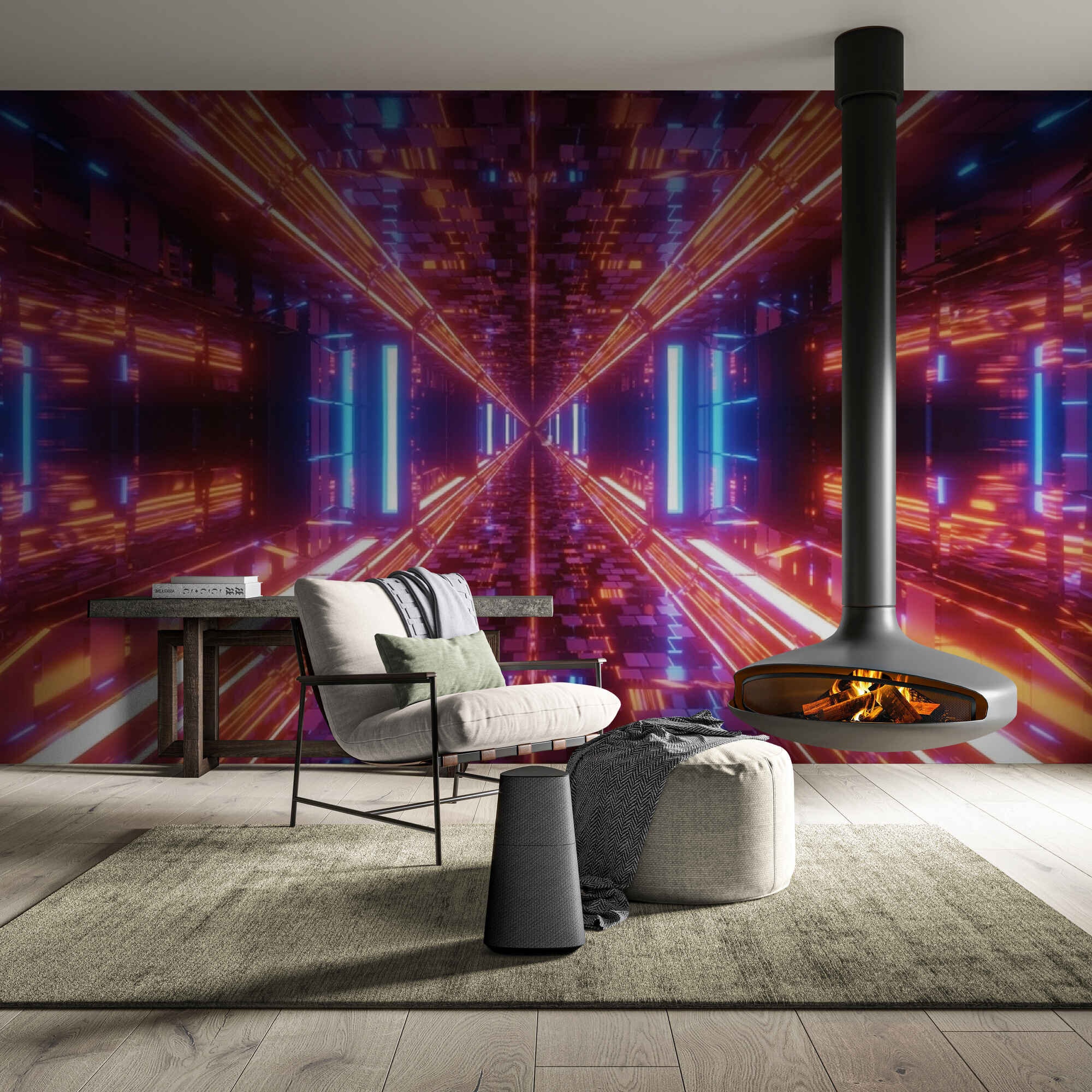 Lazer Light Tunnel Wall Murals Modern Wallpapers Peel and Stick, Game ...