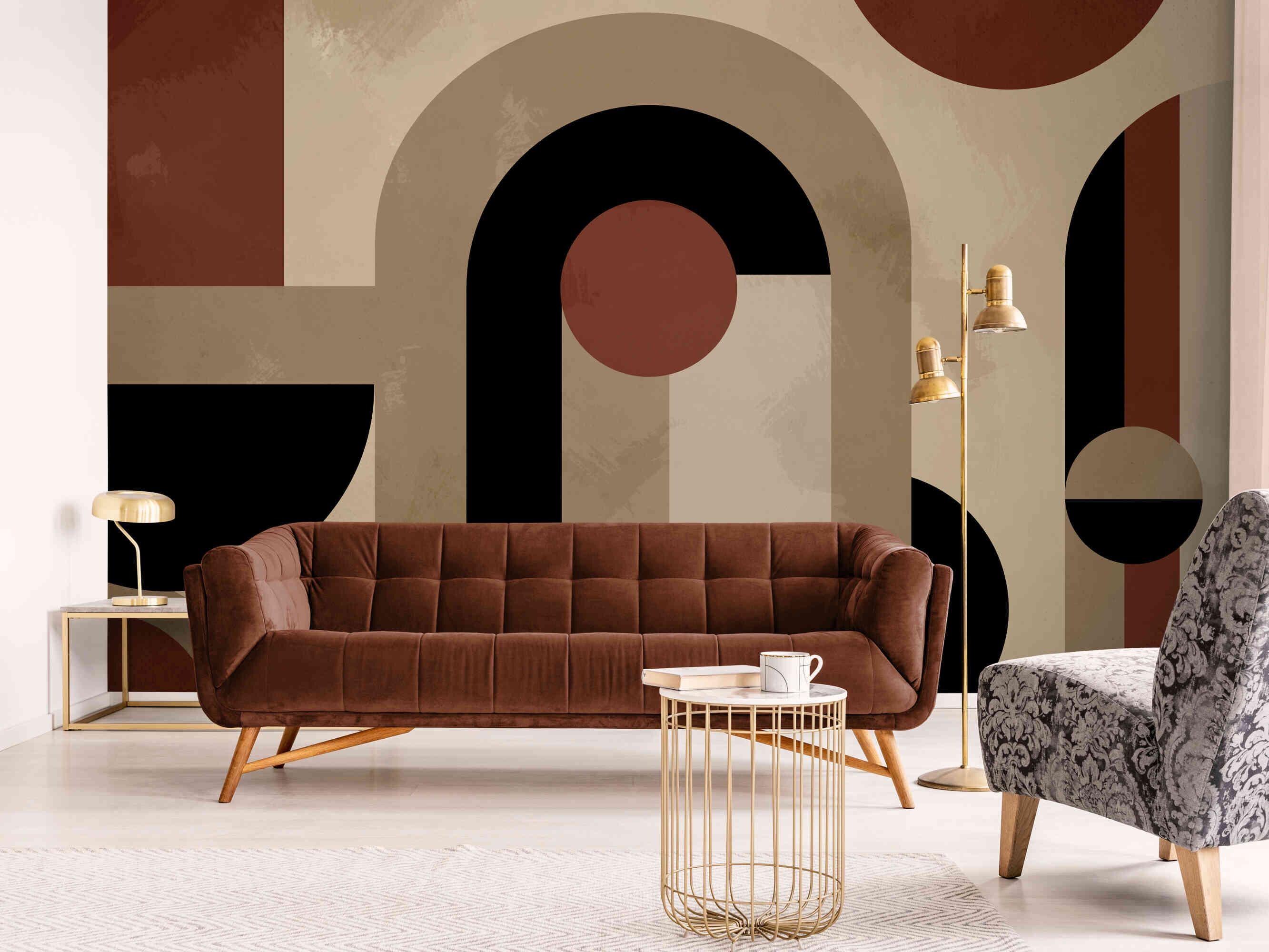 Neutral Beige Abstract Wallpaper Mural: Modern Geometric Peel and Stick ...