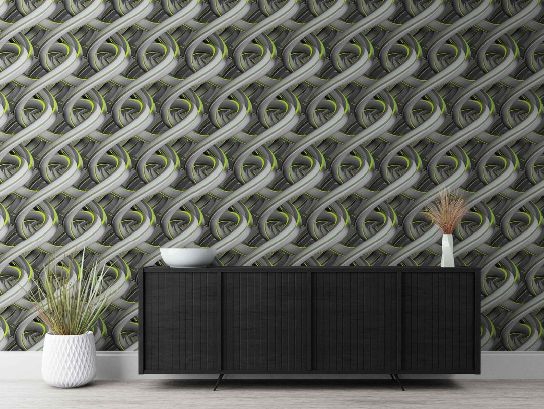 Abstract Looping Shapes 3D Wallpaper – Modern Gray Geometric Peel and ...
