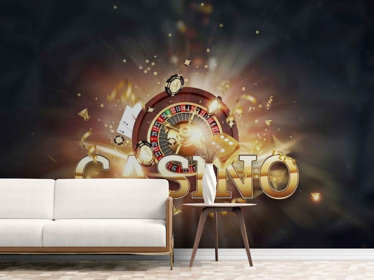 Casino Mural Wallpaper: Peel and Stick Gambling Room Decor - Etsy
