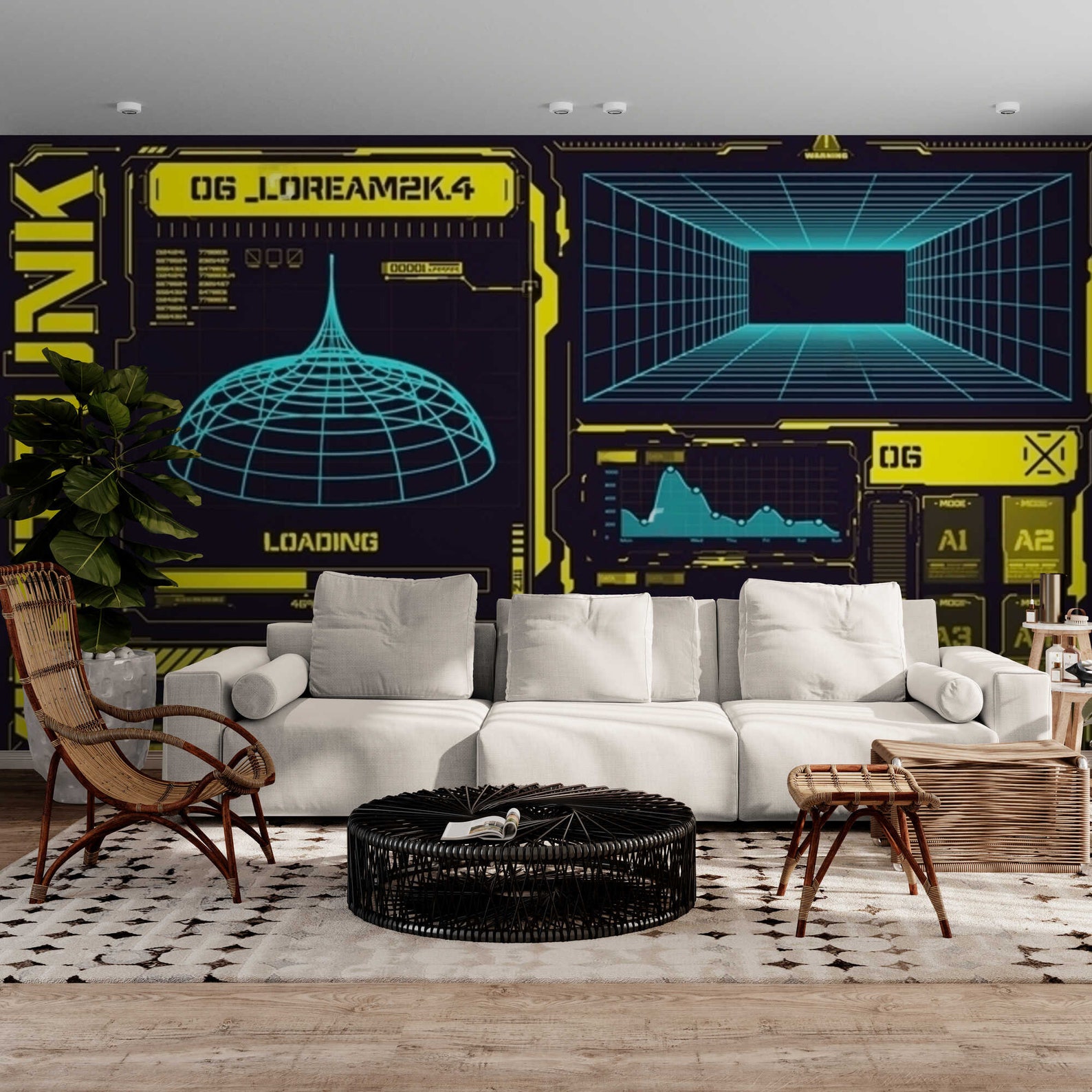 Cyberpunk Wallpaper Mural, Retro Futurictic, Cyber Wall Mural, Peel and ...