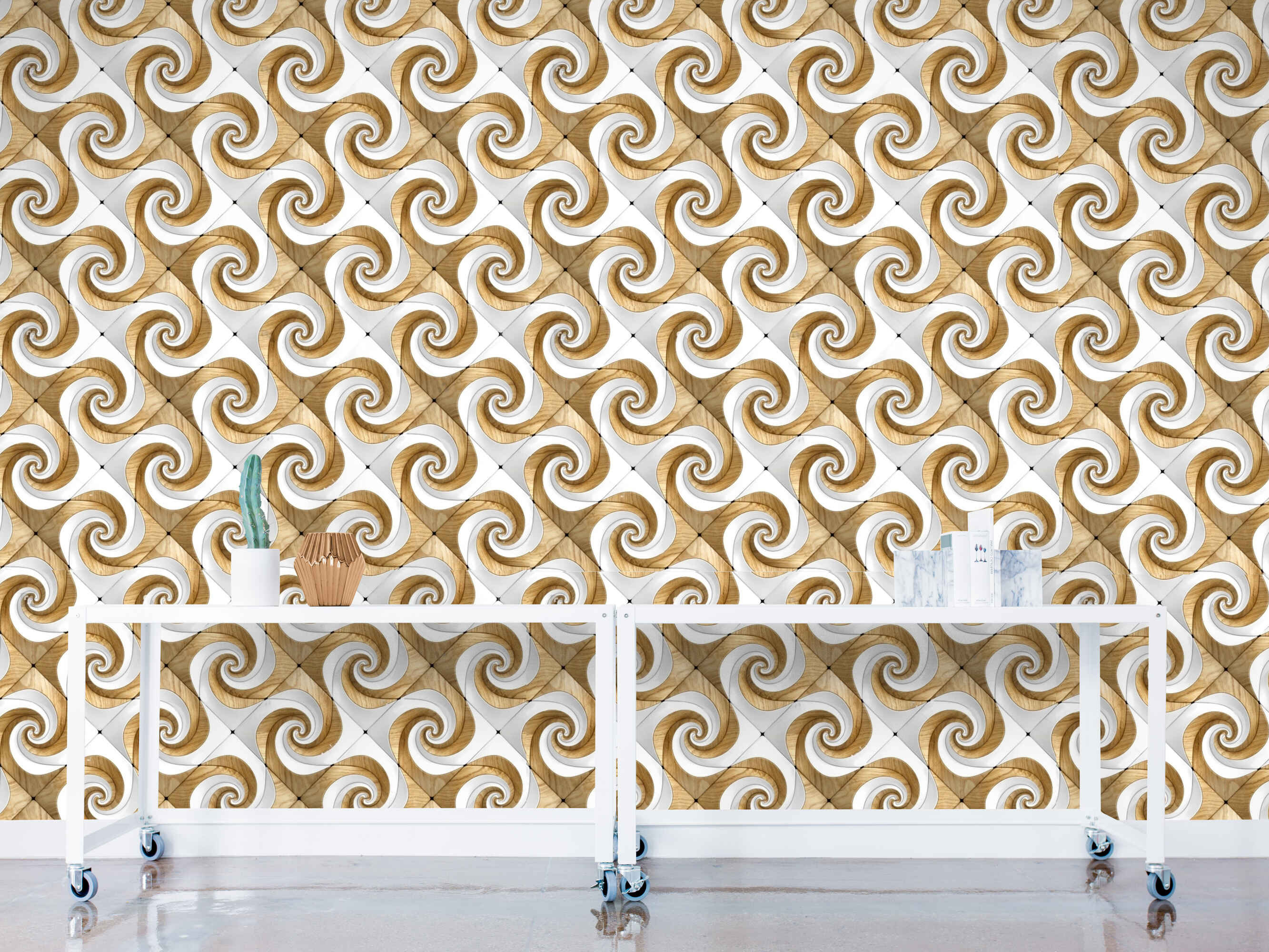 Wall Mural 3D Embossed Panels Oak Wood Wallpaper White Wallpaper Peel ...