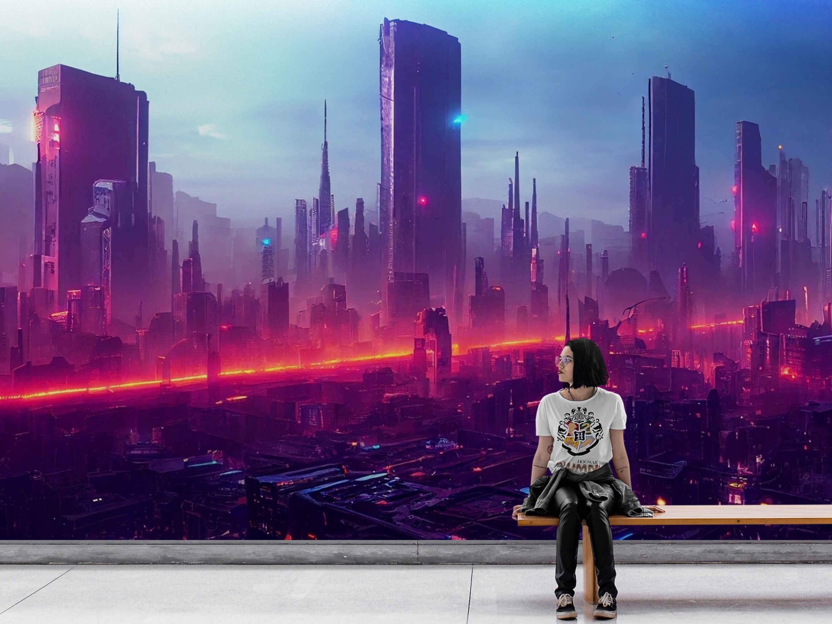 Futuristic Bedroom Decor, Cyberpunk Wall Art, Sci-fi Mural Wallpaper ...