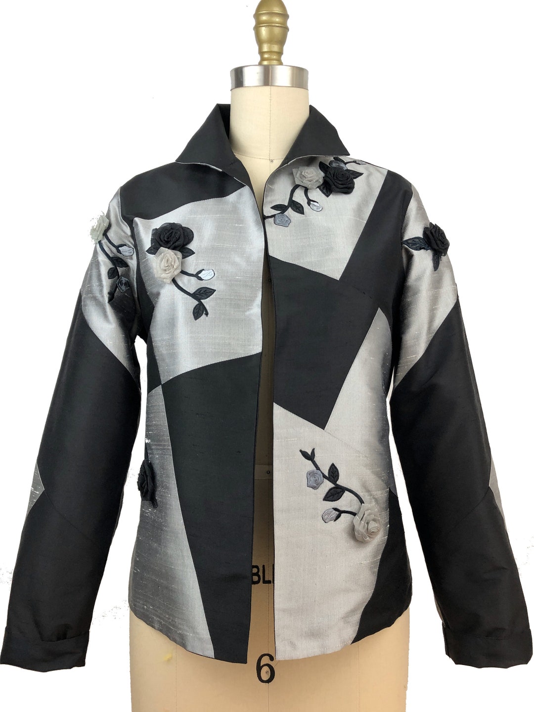 Silk Evening Jacket, Silk Patchwork Jacket, Silk Embellished Jacket ...