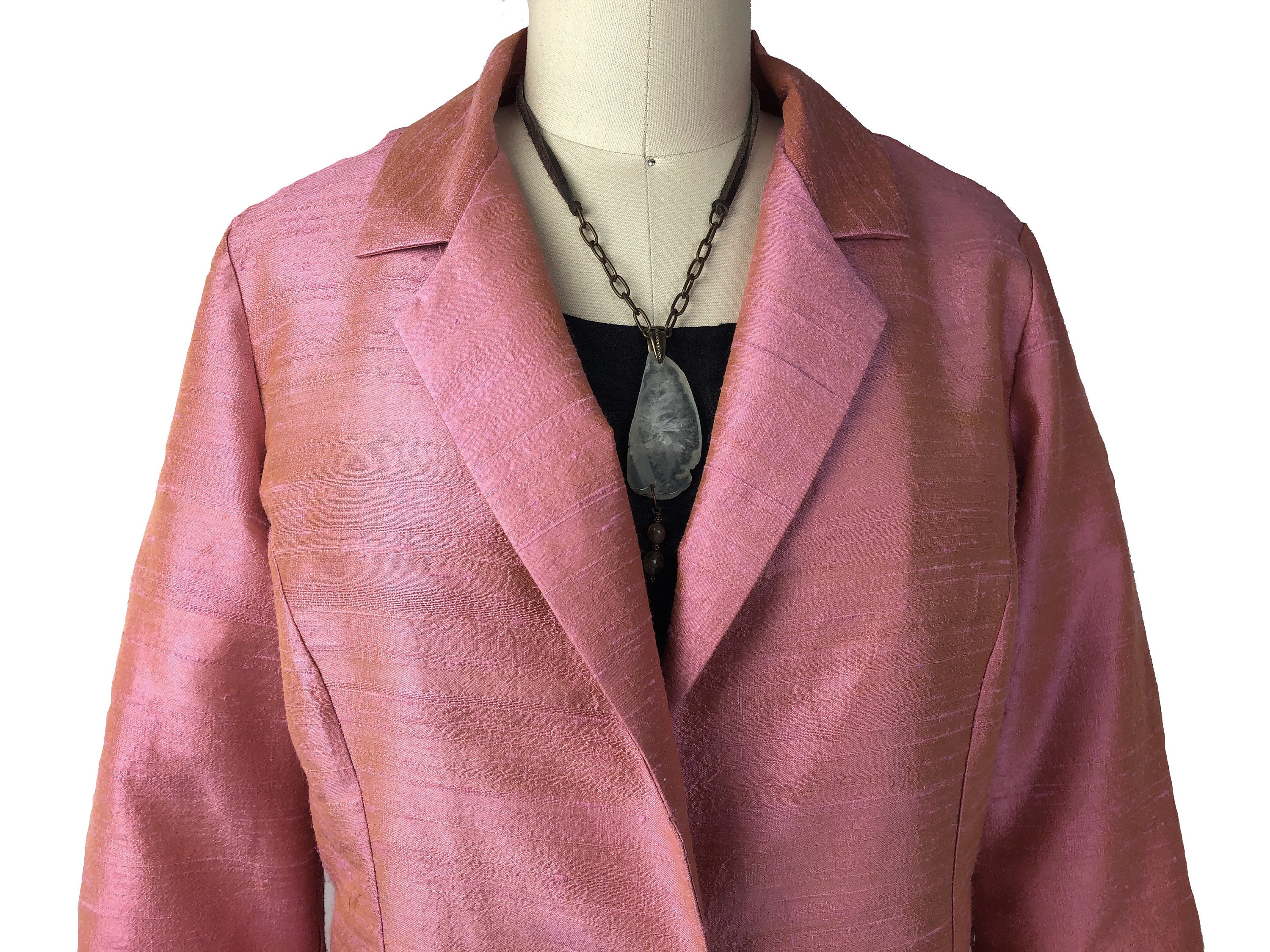 Silk Jacket Semi Fitted Short Style One-button 3/4 Sleeve | Etsy