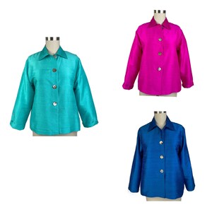 Silk Jacket, Casual Short Loose Fit Style, Silk Dupioni Classic Jacket ...