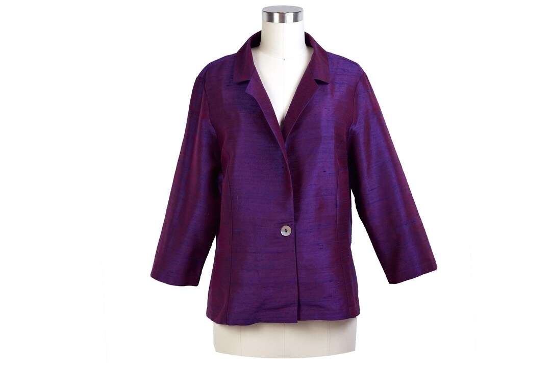 Silk Jacket Semi Fitted Short Style , One-button 3/4 Sleeve, Classic ...
