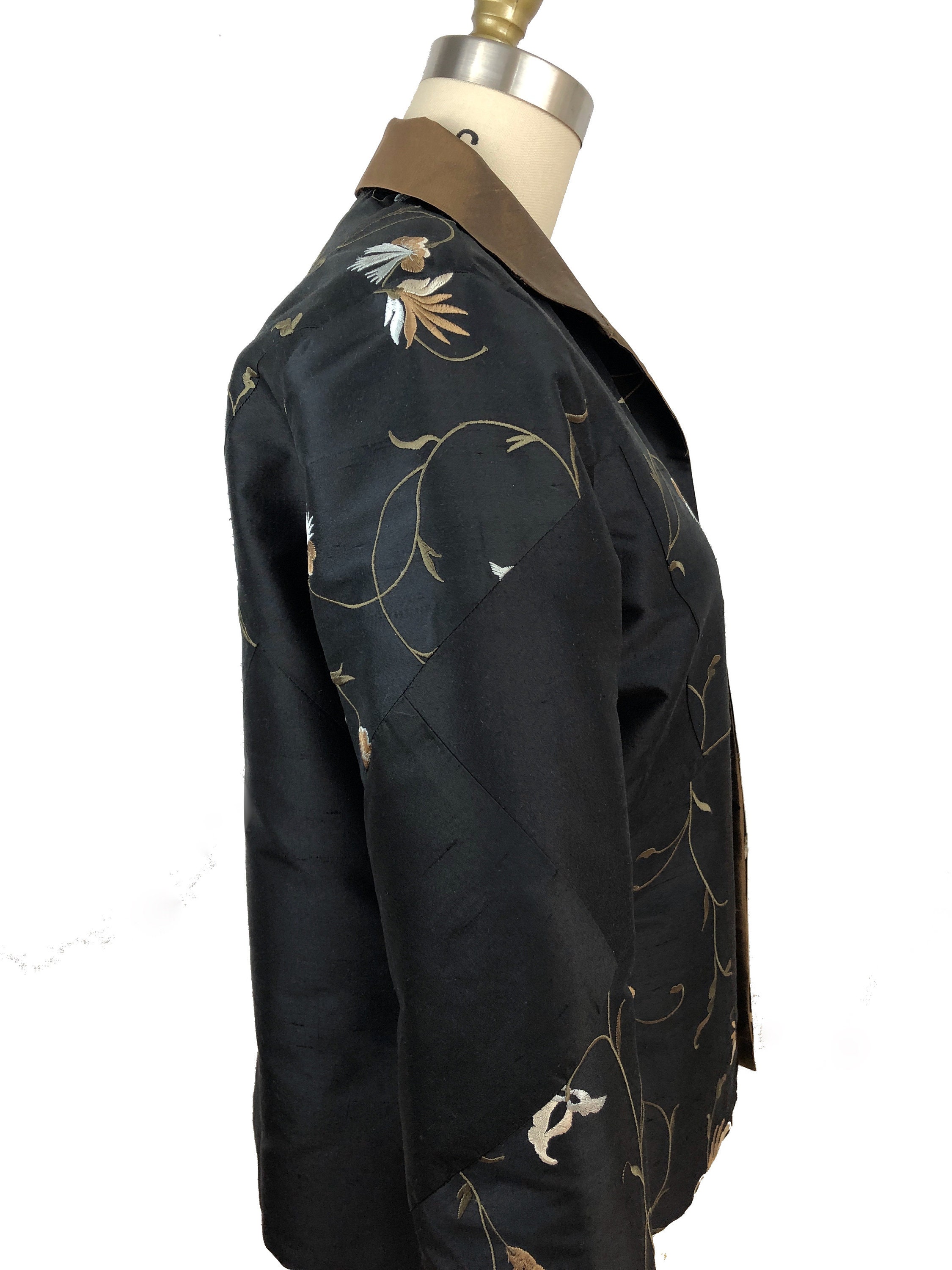 Silk Evening Jacket Silk Patchwork Jacket Black Silk | Etsy