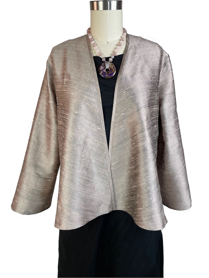Silk Evening Jacket, Swing Style No-button Silk Jacket, Elegant Silk ...