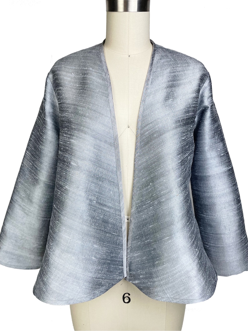 Silk Evening Jacket, Swing Style No-button Silk Jacket, Elegant Silk ...