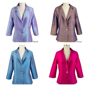 Silk Jacket Semi Fitted Short Style , One-button 3/4 Sleeve, Classic ...