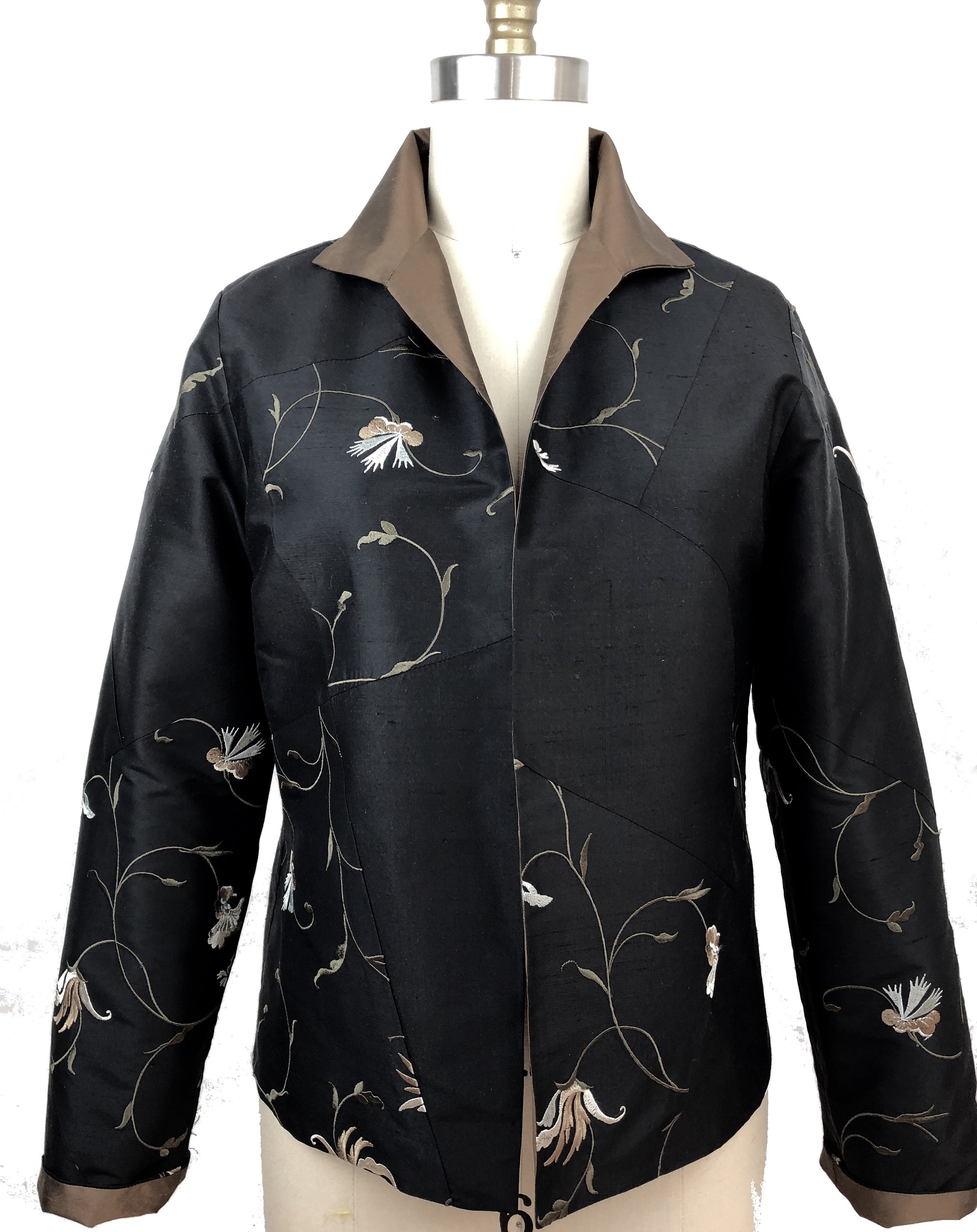 Silk Evening Jacket Silk Patchwork Jacket Black Silk - Etsy