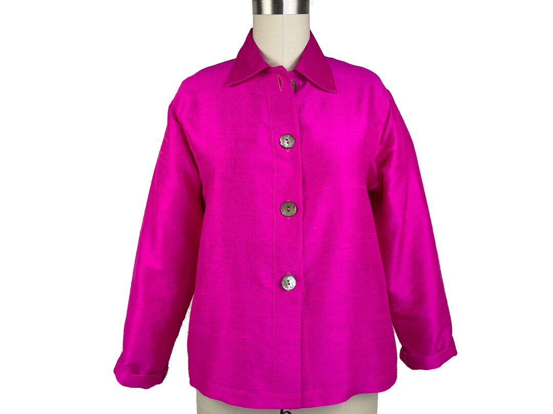 Silk Jacket, Casual Short Loose Fit Style, Silk Dupioni Classic Jacket ...