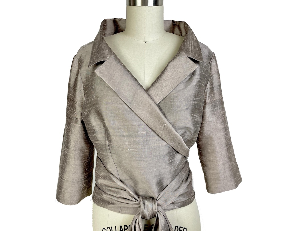Silk Short Wrap Blouse for Special Occasions and Weddings. Washable ...