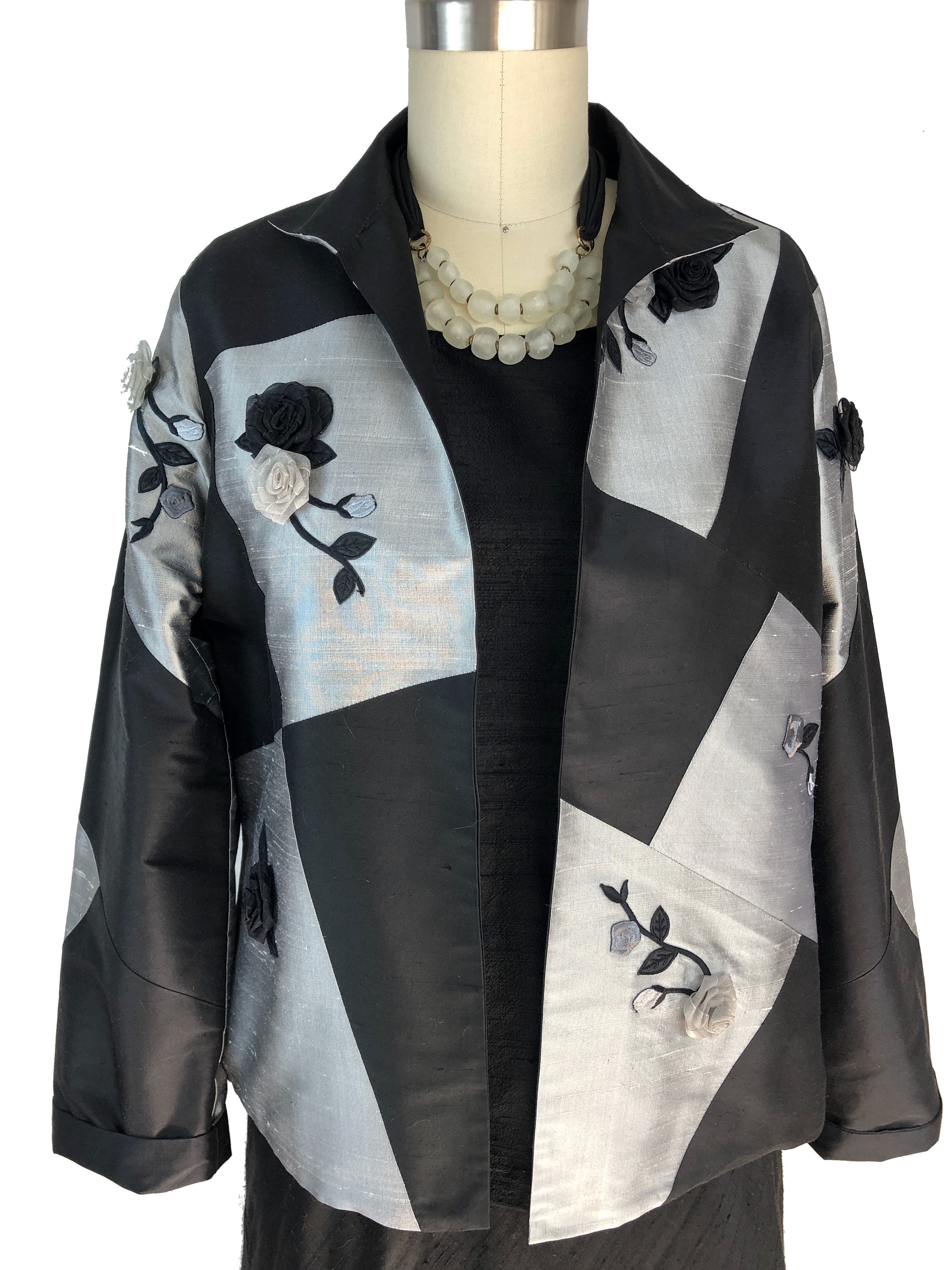 Silk Evening Jacket Silk Patchwork Jacket Silk Embellished | Etsy