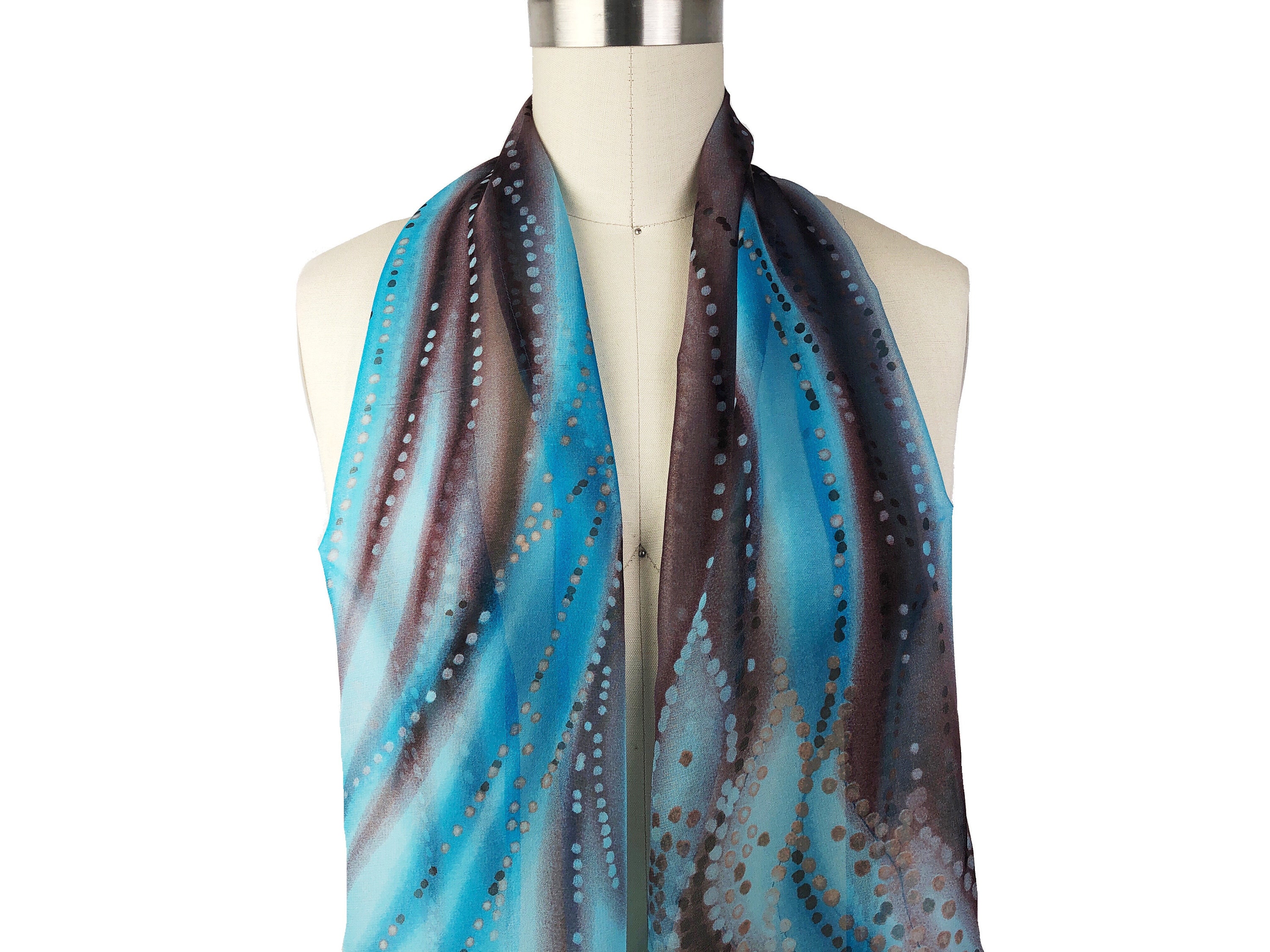 Silk Chiffon Scarf Sheer Printed Silk Fabric Multi-Colored | Etsy