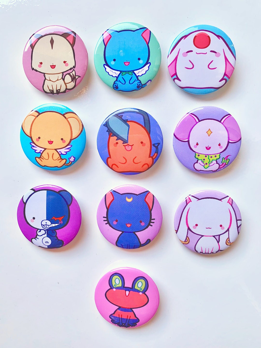 Anime Mascots Round Pins - Etsy