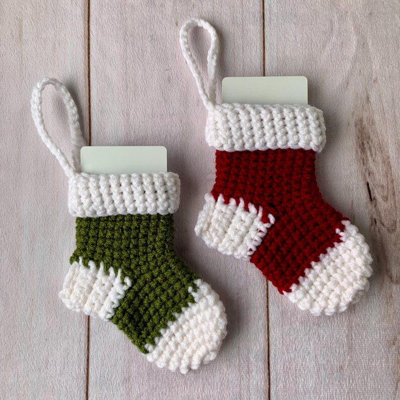 Handmade Crochet Gift Card Holder, Christmas Ornament Mini Stocking ...