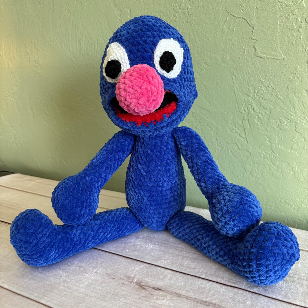 Blue Monster Plush: Vintage-style Crochet Toy, Handmade Muppet-inspired ...