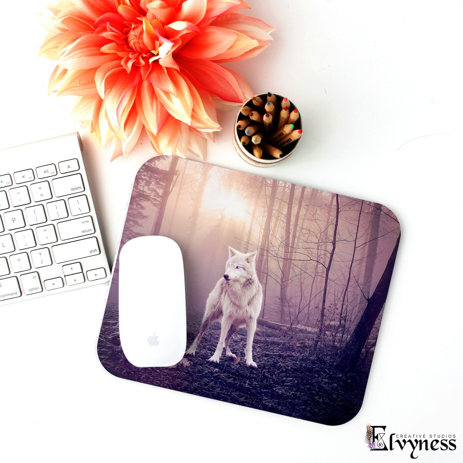 Wolf Mouse Pad Round Or Rectangle Computer Mouse Pad Desk | Etsy