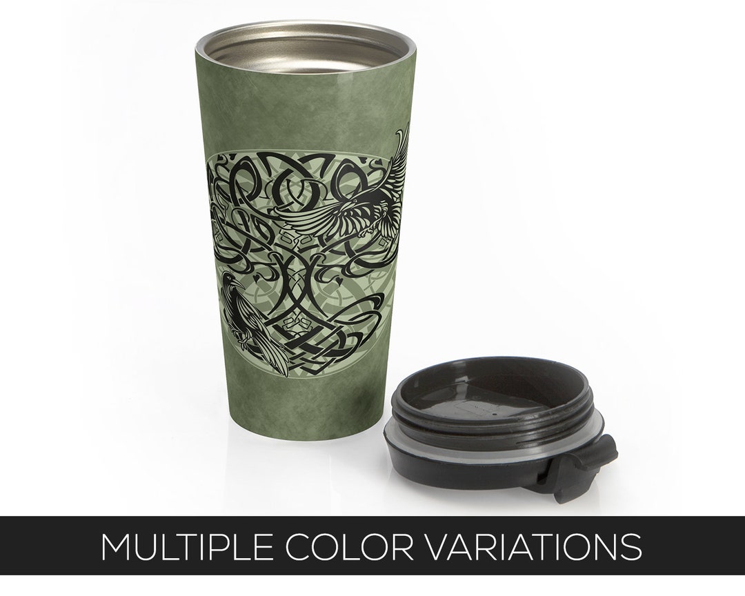 Yggdrasil Ravens Stainless Steel Travel Mug With Black Plastic Lid ...